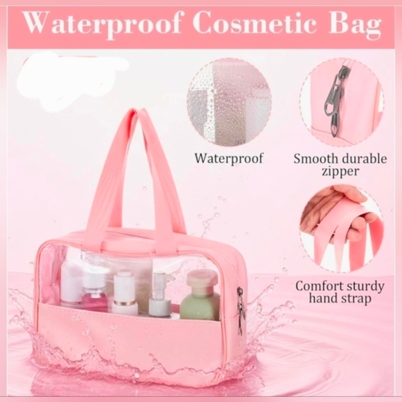 Bags | Large Pink Waterproof Cosmetic Bag Bnib | Poshmark